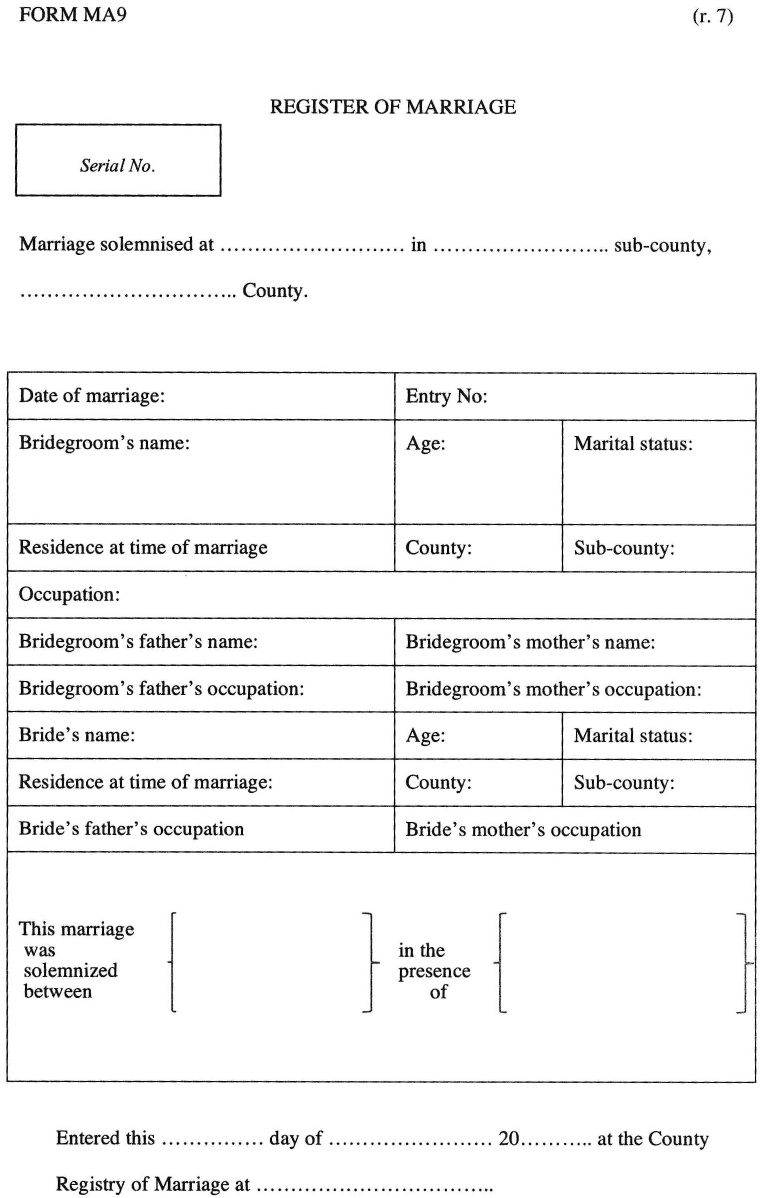 The Marriage (General) Rules, 2014 - Kenya Law
